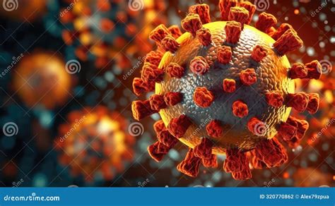 Virus Particle Enlargement Microscopic Study Stock Illustration