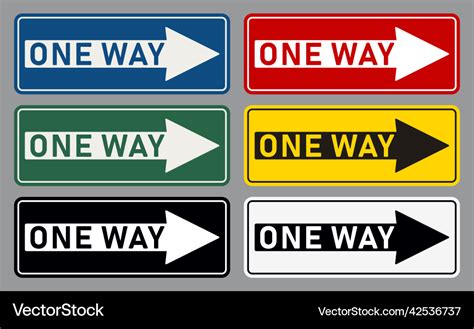 One Way Signs Road Direction Arrows Of Different Vector Image
