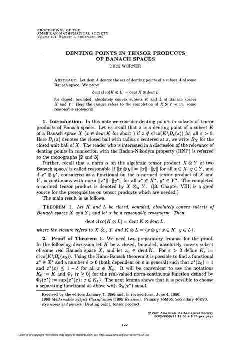 Pdf Denting Points In Tensor Products Of Banach Spaces