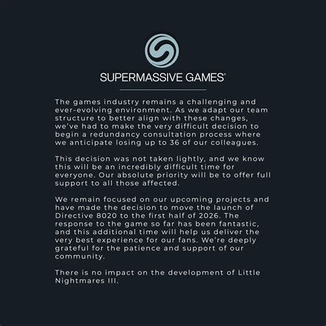 Supermassive Games Delays Directive 8020 To 2026 Due To Layoffs Icy Veins