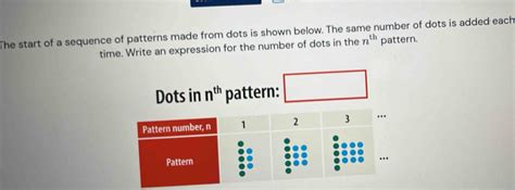 Solved The Start Of A Sequence Of Patterns Made From Dots Is Shown Below The Same Number Of