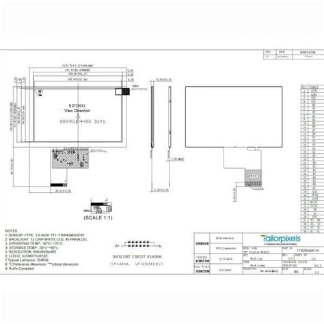 5 Inch TN TFT LCD RGB With Capacitive Touchscreen Option