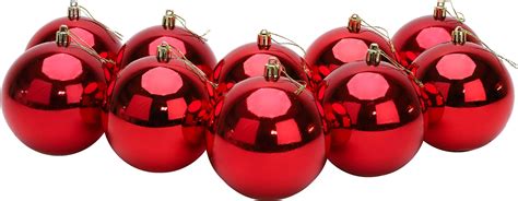 Toyland® 10 Extra Large 100mm Colour Christmas Baubles Christmas Tree Decorations Red