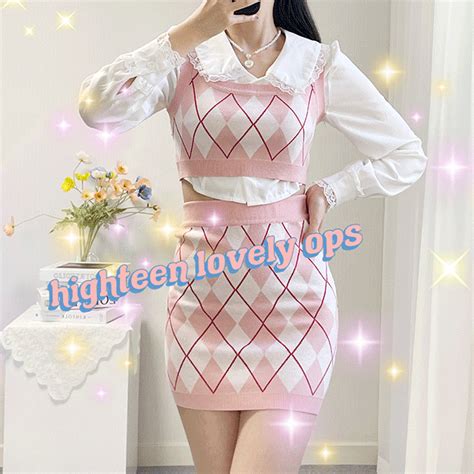 하이틴정석ღ3pc세트가격ღ고퀄 영앤리치 셋업 레이스 블라우스 아가일 크롭 니트 조끼 체크 미니 스커트 3피스 투피스 하이틴 놀이공원룩 쓰리피스 컨셉룩 졸사룩 졸업사진