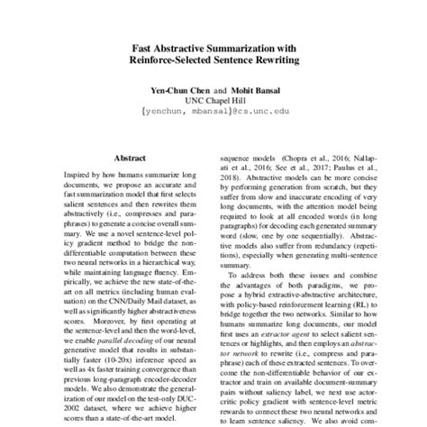 Fast Abstractive Summarization With Reinforce Selected Sentence