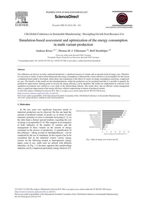 Pdf Simulation Based Assessment And Optimization Of The Energy Consumption In Multi Variant