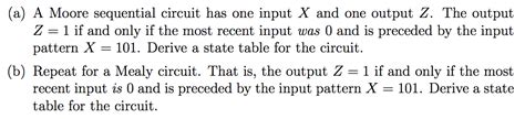 Solved A A Moore Sequential Circuit Has One Input X And