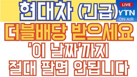 현대차 기아 주가전망 긴급 속보 더블 배당 받으세요 이 날짜까지 절대 팔면 안됩니다 Youtube