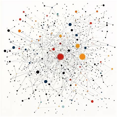 Abstract Geometric Network Colored Nodes Interconnected Lines Stock