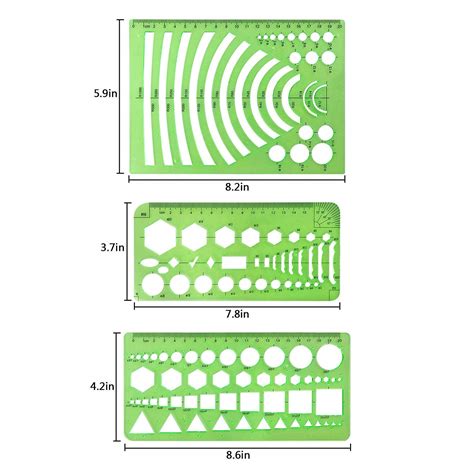 10 Pieces Drawings Templates Stencils Measuring