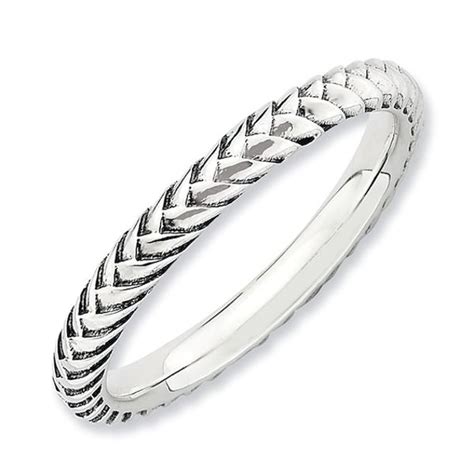 Stackable Expressions™ 25mm Chevron Antique Finished Ring In Sterling