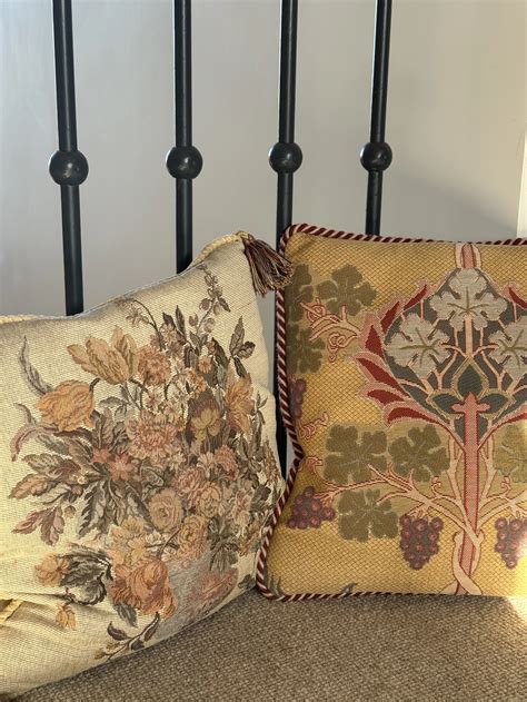 Two Embroidered Tapestry Cushions — Plum Unlimited