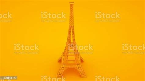노란색 배경에 고립 된 노란색 에펠 탑입니다 3d 일러스트레이션 빛에 대한 스톡 사진 및 기타 이미지 빛 건물 외관 건축 Istock