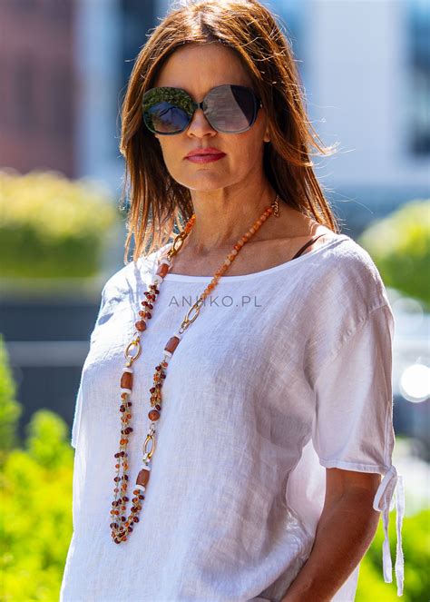 Naszyjnik Lasy Ceglany Z Różnymi Koralikami Anhko