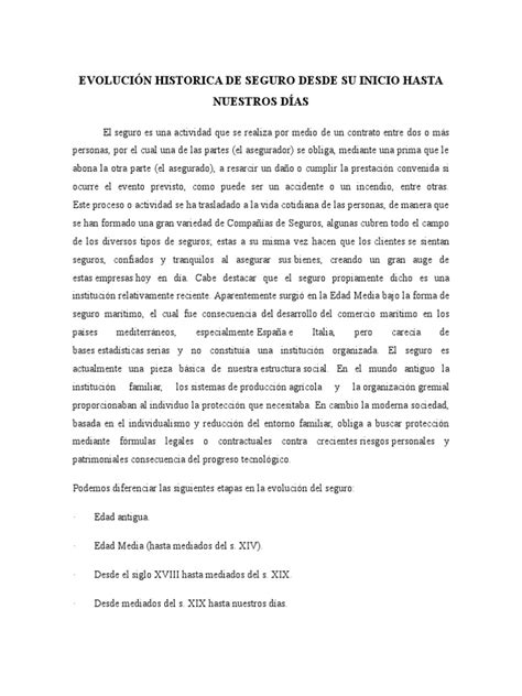 Evolución Historica De Seguro Desde Su Inicio Hasta Nuestros Días Pdf