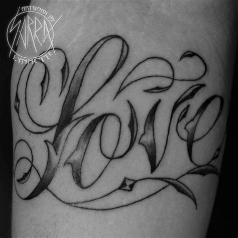 Script Love Tattoo By Sarra Lynnette Tattoos Cool Tattoos Love Tattoos