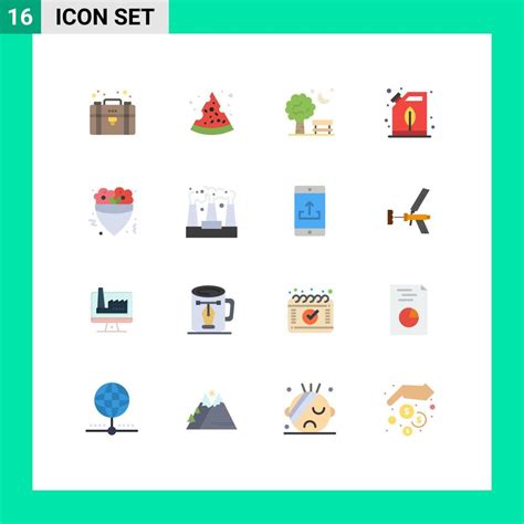 User Interface Pack Of 16 Basic Flat Colors Of Food Oil Chair Energy Can Editable Pack Of