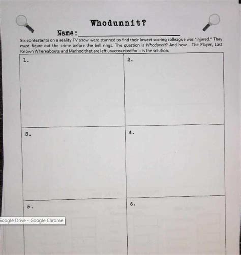 Whodunnit Worksheet Answers Science