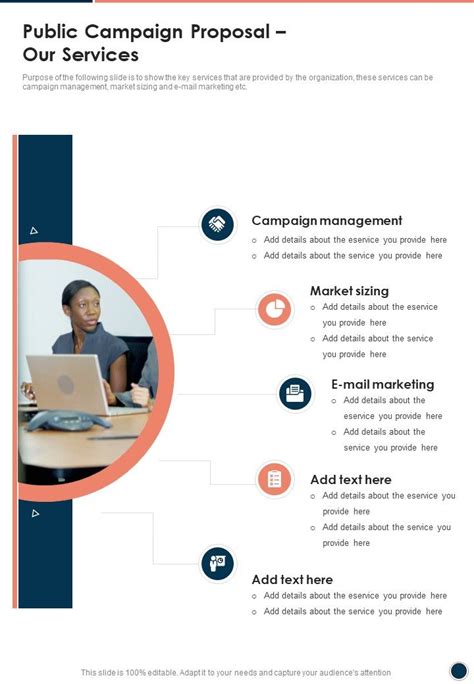 Public Campaign Proposal Our Services One Pager Sample Example Document