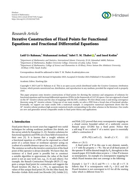 Pdf Iterative Construction Of Fixed Points For Functional Equations