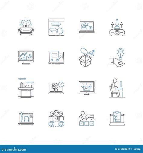 Cooperative Venture Line Icons Collection Collaboration Partnership Unity Teamwork Alliance