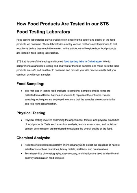 STS Lab How Food Products Are Tested In Testing Laboratory By STS Lab Issuu