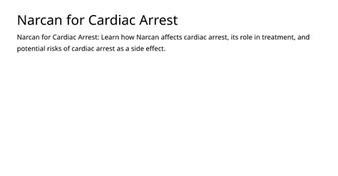Narcan For Cardiac Arrest Meds Is