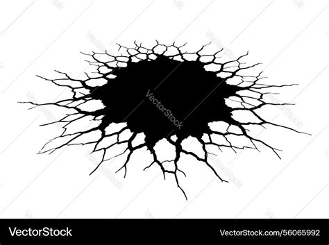Large Crack Splitting The Ground Creating A Hole Vector Image