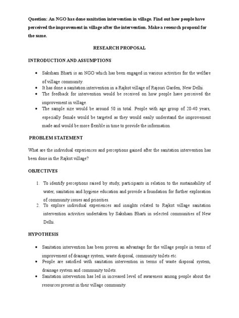 Research Proposal Docx Sanitation Toilet Free 30 Day Trial Scribd