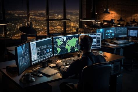 Premium Ai Image Cybersecurity Operations Center Monitor Generative Ai