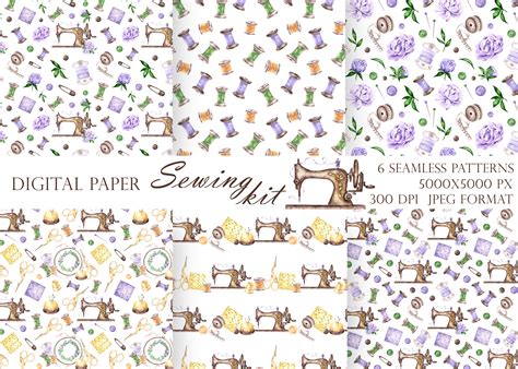 Sewing Digital Paper Seamless Pattern Graphic By Sabinazhukovets