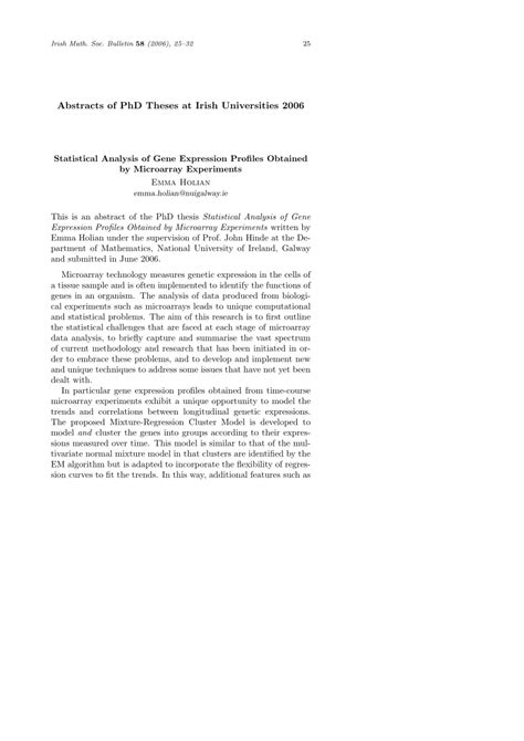 Pdf Statistical Analysis Of Gene Expression Profiles Obtained By