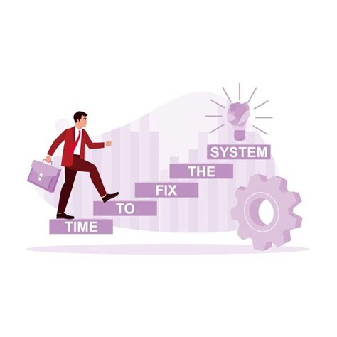 Premium Vector A Businessman Walks On Wooden Blocks With A Time To