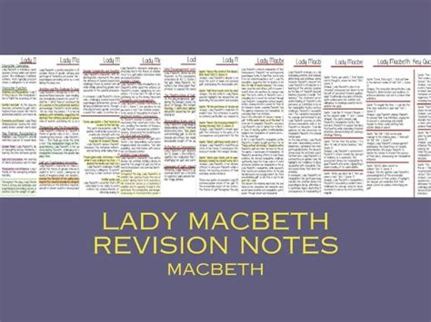 Macbeth Lady Macbeth Revision Notes Teaching Resources