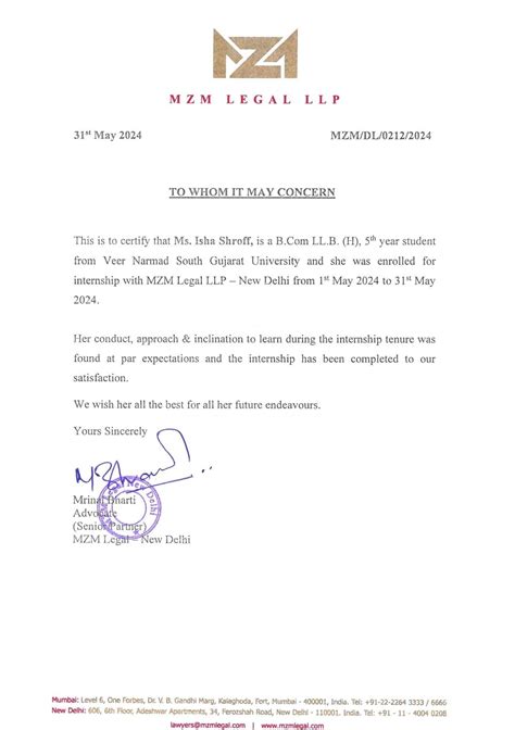 I Am Thrilled To Share My Enriching Internship Experience At Mzm Legal