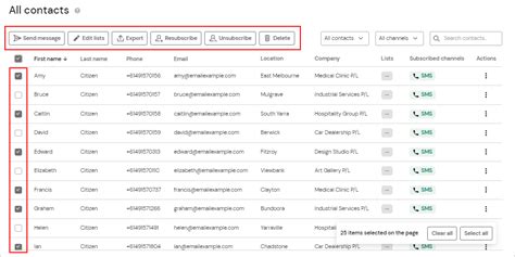 Bulk Actions For Contacts Sinch Messagemedia