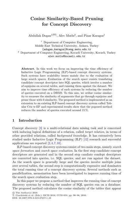 Pdf Cosine Similarity Based Pruning For Concept Discovery