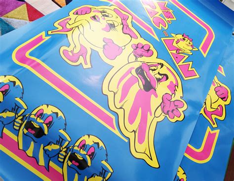 Ms Pac Man Side Art Pair Midway Upright Cabinet Miss Pacman Arcade