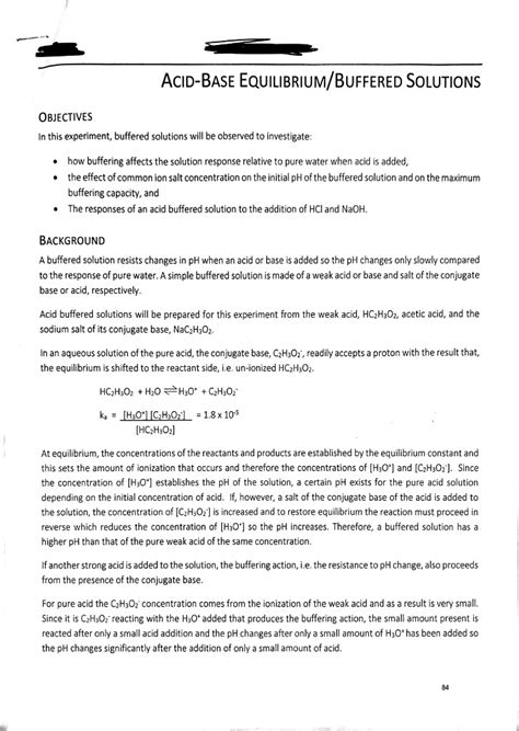 solved acid base equilibrium buffered solutions objectives in this