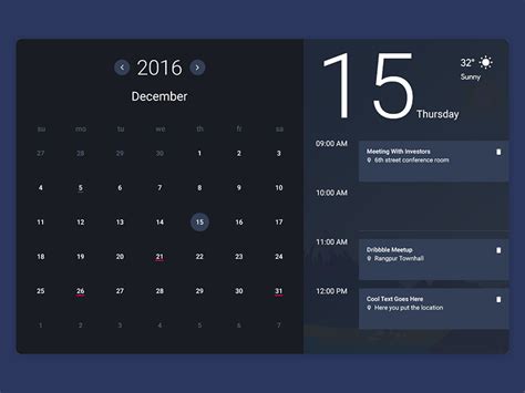 Dark Theme Calendar Ui Design
