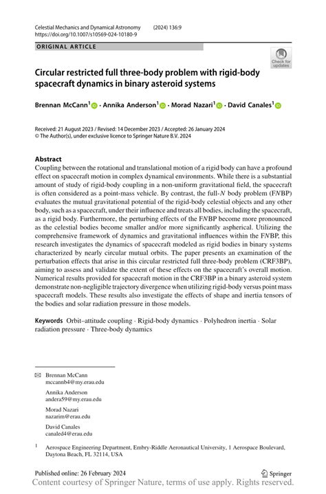 Circular Restricted Full Three Body Problem With Rigid Body Spacecraft