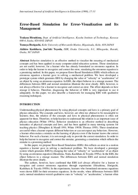 Pdf Error Based Simulation For Error Visualization And Its Management