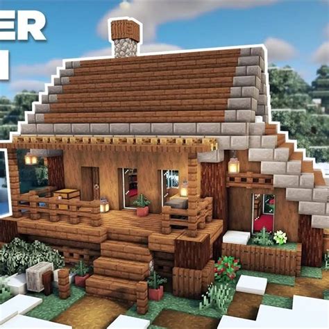 Cozy Winter Cabin In Minecraft Beach House Blueprints Minecraft