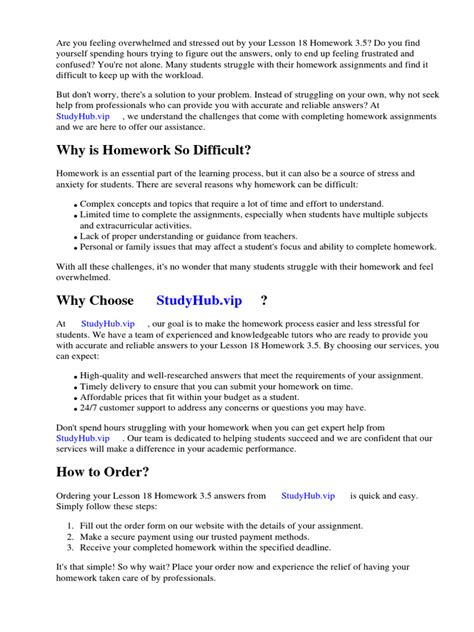 Lesson 18 Homework 3 5 Answers Pdf Homework Worksheet
