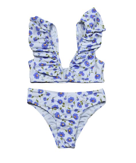 2023 Orchid Print Teen Girl Litte Girl Bikini Swimwear