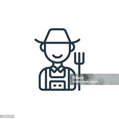 농부 벡터 아이콘 농부 편집 스트로크 웹 및 모바일 앱 로고 인쇄 미디어에 사용하기위한 농부 선형 기호 가는 선 그림입니다 벡터