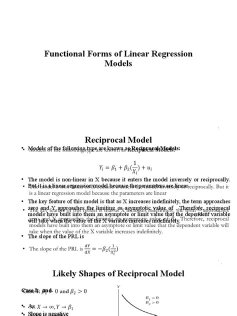 Lecture 6 Functional Forms Of Linear Regression Models Reciprocal