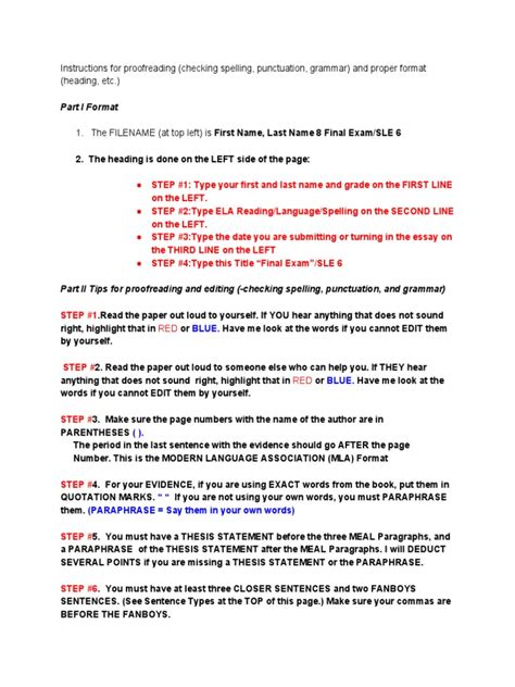 Format And Proofreading Pdf Proofreading Sentence Linguistics