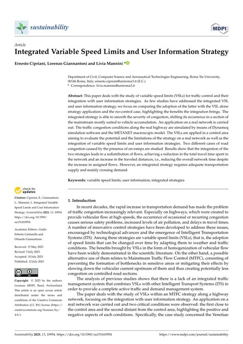 Pdf Integrated Variable Speed Limits And User Information Strategy