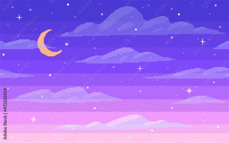 Pixel Art Starry Seamless Background Night Sky In 8 Bit Style 素材庫向量圖 Adobe Stock